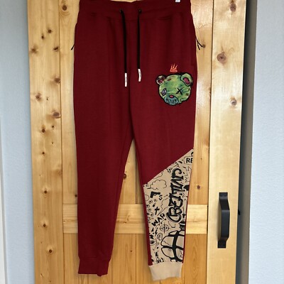 Civilized Mens Pants Large L Joggers Sweatpants Bear Money Red Sweats ...