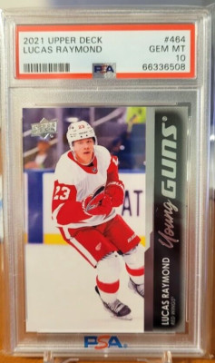 21-22 Upper Deck LUCAS RAYMOND Young Guns PSA GEM MT 10 Detroit Red ...