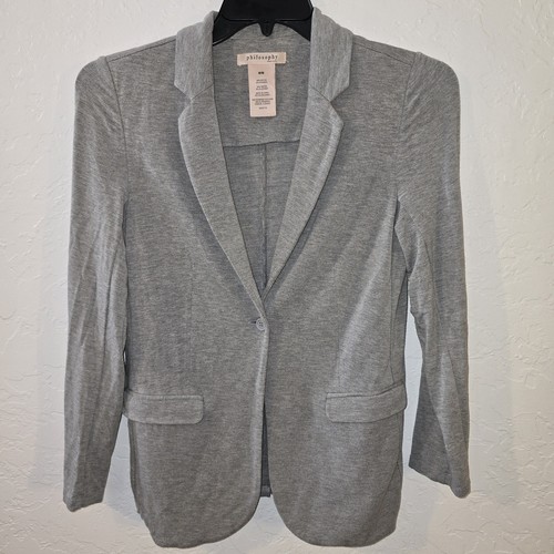 Philosophy blazer Women M gray jersey knit cardigan jacket Soft Stretch ...