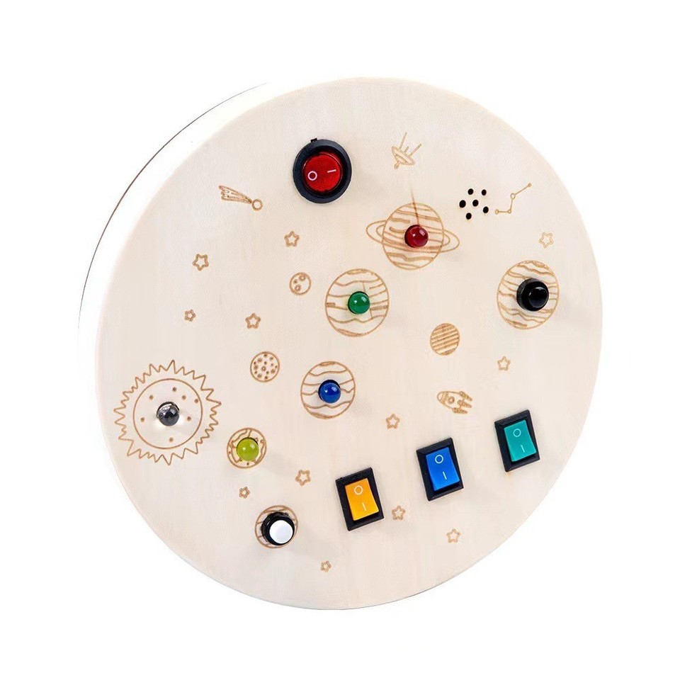 Wooden Led Busy Board With Circuit Switches For Toddler Learning And ...