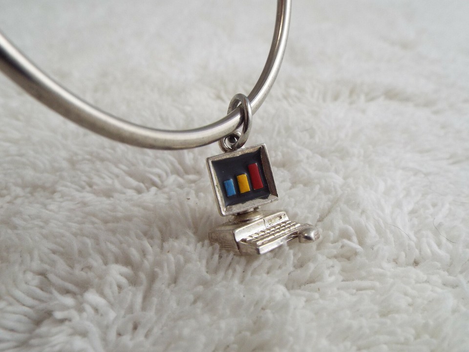 Silvertone Computer Charm Bangle Bracelet (F2) | eBay