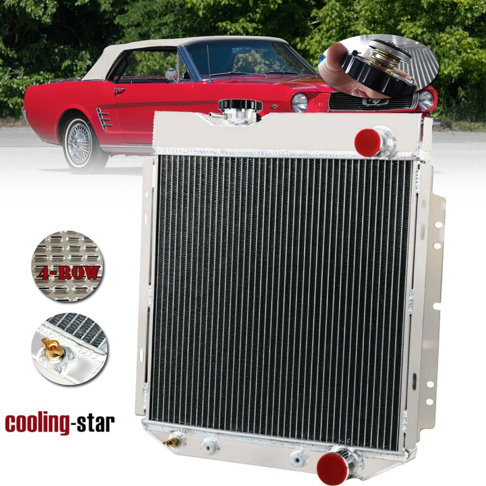4-ROW CORE ALUMINUM RADIATOR FOR 64-66 FORD MUSTANG/60-65 FALCON 3.3 ...