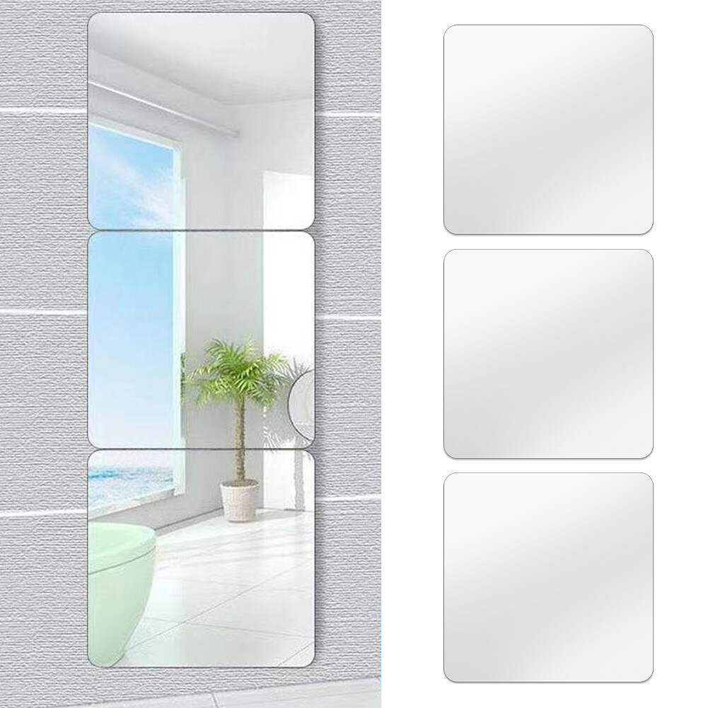 5pcs Living Room Self For Wall Square Mirror Sticker Acrylic Home Decor ...