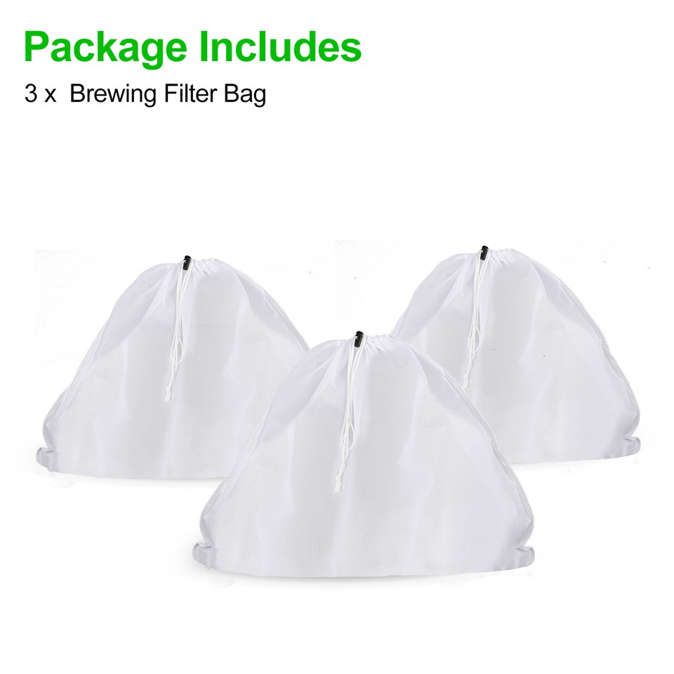 3x Drawstring Straining Brew Bag Extra Large Fine Mesh for Fruit Grape ...