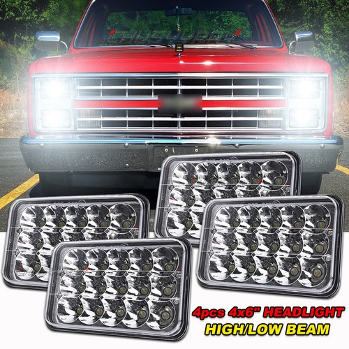 4pcs 4x6 inch LED HALO Headlights Combo Beam Lamp For Chevy C10 K10 ...