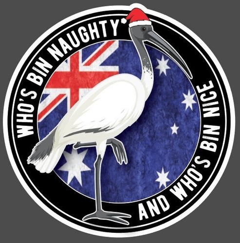 BIN CHICKEN CHRISTMAS XMAS BIN NAUGHTY FUNNY AUSSIE STICKER AUSTRALIA ...