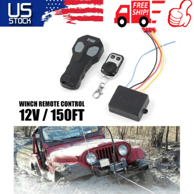 DC12V Wireless Winch Remote Control Kit fits Car Jeep ATV Warn Ramsey ...