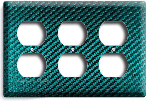 TURQUOISE CARBON FIBER LOOK LIGHT SWITCH OUTLET COVER WALL PLATES ...
