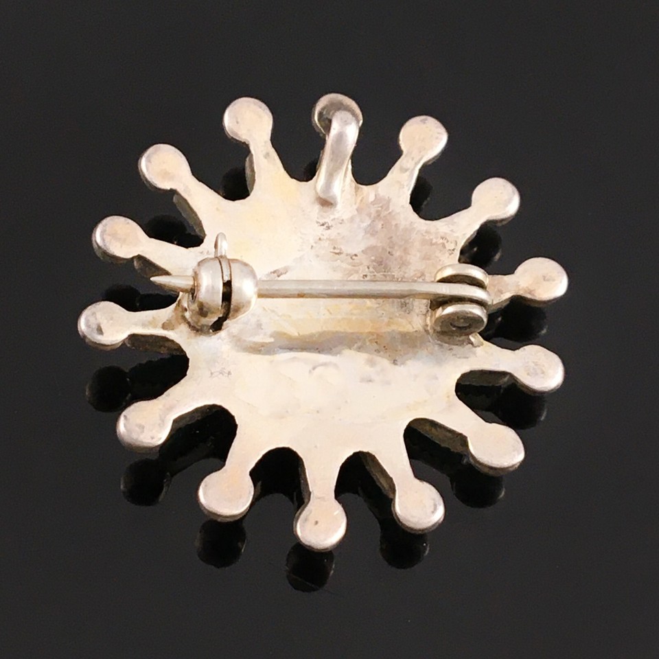 NATIVE AMERICAN ZUNI HANDMADE STERLING SILVER TURQUOISE NEEDLEPOINT PIN ...