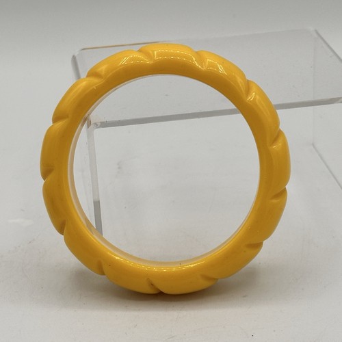 Vintage Yellow Acrylic Lot Of 3 Wide Rhinestone Bangle 80s Bold Bright ...