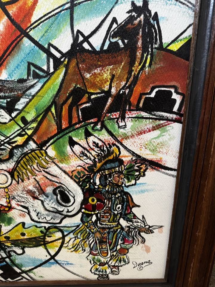 Abstract Painted Pony And Native In Full Regalia Titled “Indian Dance ...