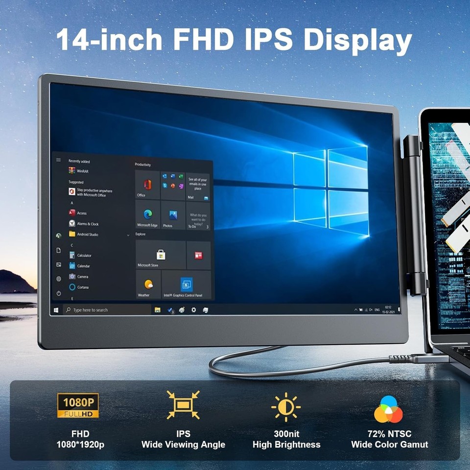 Laptomo S3 Laptop Screen Extender, 14'' Triple Portable Monitor | eBay UK