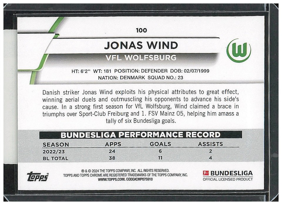 2024 Topps Match Attax Euro 2024 Germany Jonas Wind Base #100 | eBay