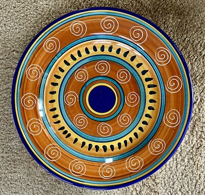PIER 1 “Italian Swirl” Serving Platter Plate Handpainted Earthenware 15 ...