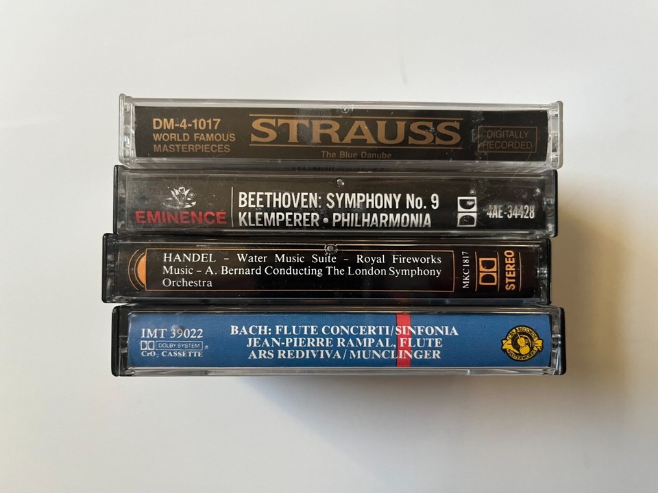 Lot of 4 Classical Music Cassette Tapes Handel Strauss Beethoven Bach ...