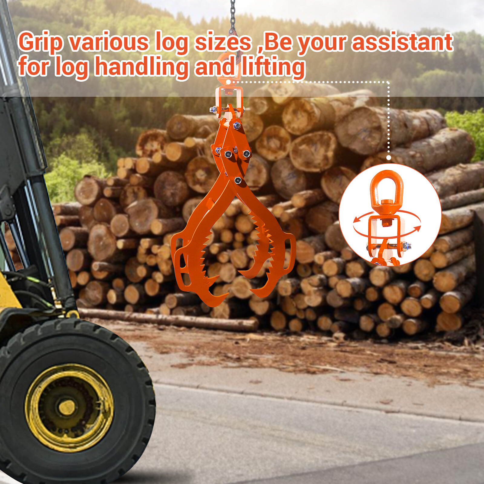 4 Claw Log Lifting Tongs Heavy Duty Steel Grapple Timber Claw Felling ...