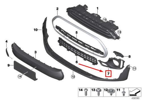 NEW MINI F54 FRONT RIGHT BUMPER FOG LIGHT GRILL TRIM 51117376372 ...