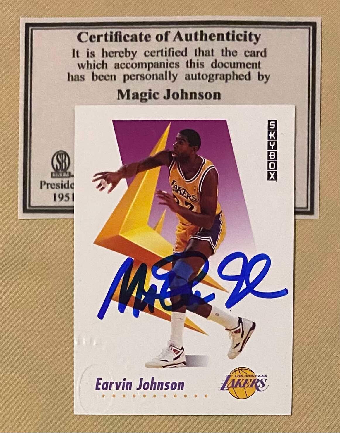 MAGIC JOHNSON 1991 SkyBox Auto Autograph Card w/ COA | eBay