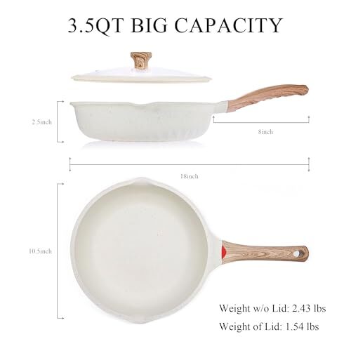 Nonstick Deep Frying Pan with Lid, 10"/3Qt Fry Pan, German 3C+ 10 INCH ...