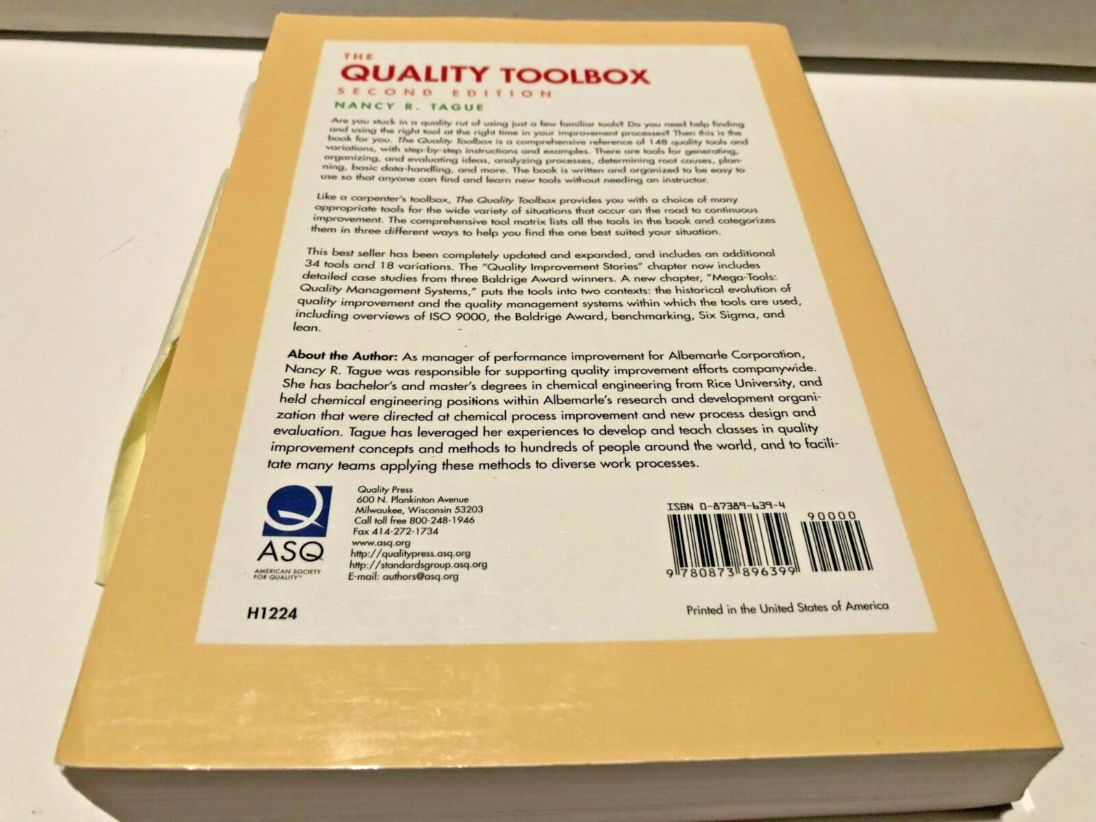 Quality Toolbox - Paperback By Nancy R. Tague - VERY GOOD 2nd Edition ...