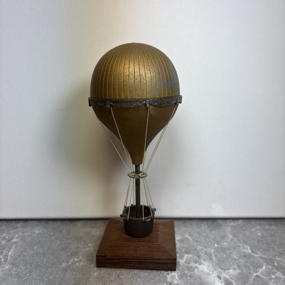 Vintage Mid Century Hot Air Balloon Trinket Box Brass Plated Metal 6.5 ...