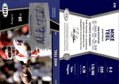 2009 SAGE HIT Autographs #16 Mike Teel - NM-MT | eBay