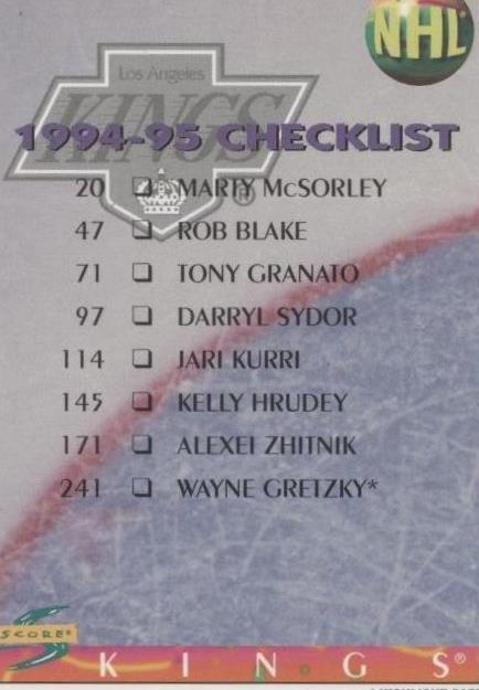 1994-95 Score - Checklist Montreal Canadiens, Los Angeles Kings #268 ...