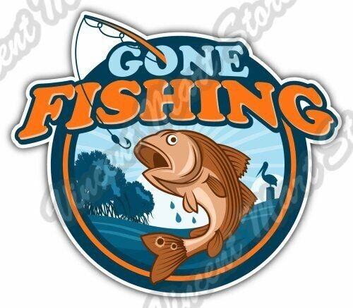 Gone Fishing Fish Bass Bait Hook Car Bumper Window Vinyl Sticker Decal ...
