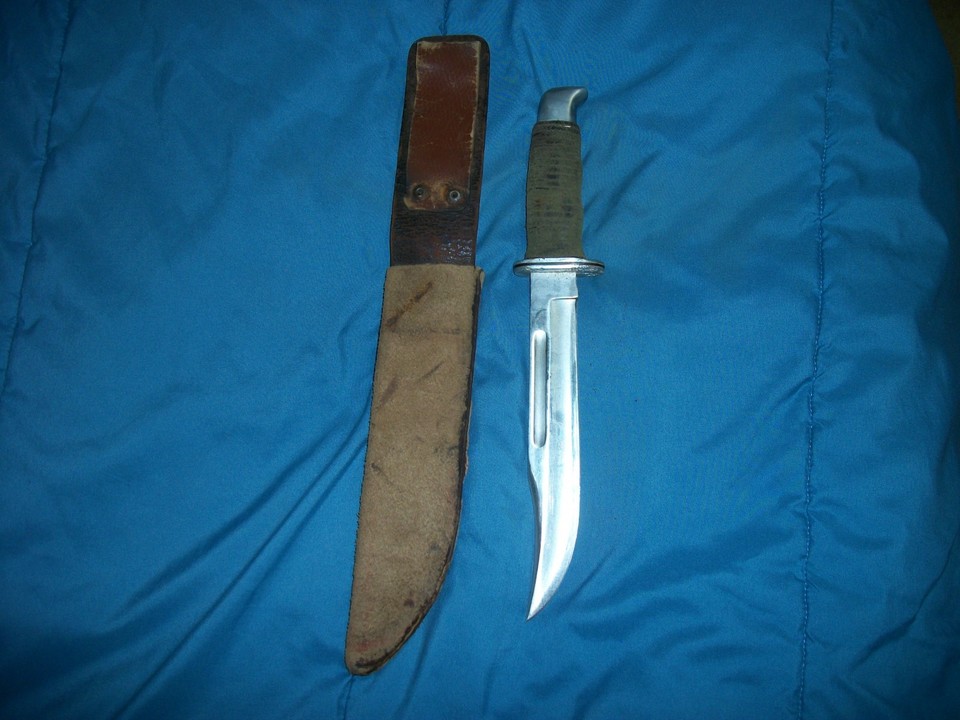 buck custom 120 fix blade knife and sheath | eBay