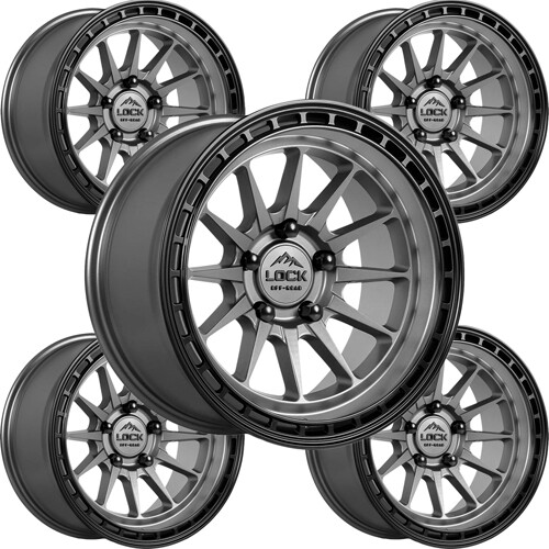 (Set of 5) Lock Off-Road Baja 17x9 6x5.5" -12mm Gunmetal Wheels Rims 17 ...
