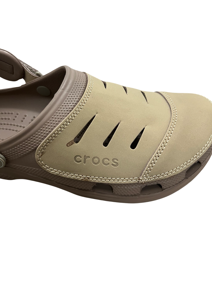 CROCS Bogota Clogs Leather Slip On Roomy Fit Shoes Ankle Strap Mens ...