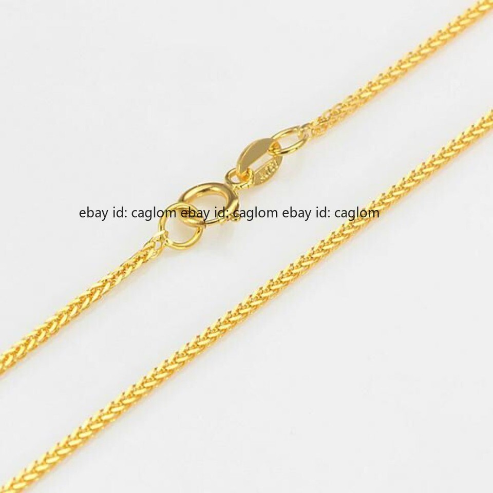 Au750 Real 18K Yellow Gold Necklace Women's Wheat Chain Link 18inch / 1 ...
