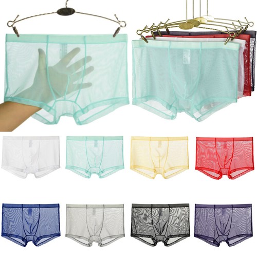 Mens Ultrathin Transparent Boxershorts Mesh Underwear Slips Panties ...