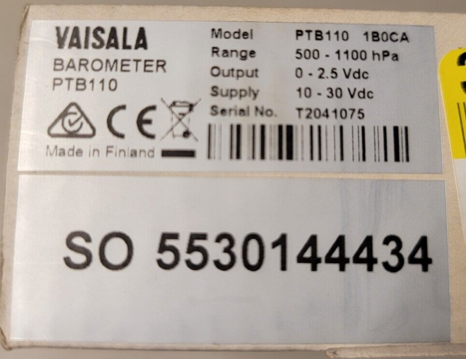NEW (in Box) - VAISALA PTB110 BAROMETRIC PRESSURE SENSOR - w/WIRING ...