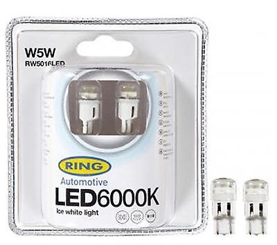 W5W 12v 5w 501 LED SMD Car Sidelight Bulb PAIR 6000k Ice White Ring ...