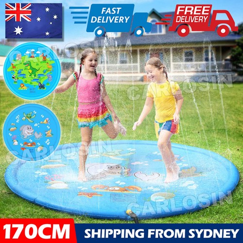 170CM Inflatable Water Splash Spray Mat Kids Sprinkler Play Pad Outdoor ...