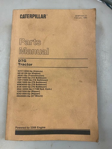 Caterpillar D7G Tractor parts manual. Genuine Cat book. | eBay