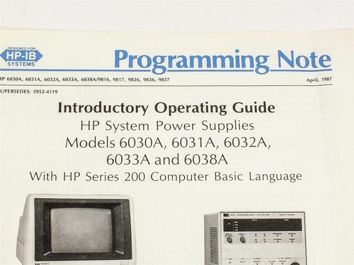 HP 6030A, 6031A, 6032A, 6033A, 6038A nota di programmazione | eBay