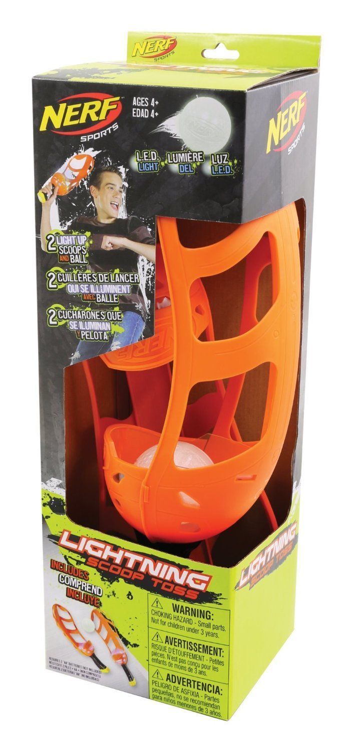 Nerf Sports Lightning Scoop Toss 2 Led Light Up Scoops & Ball ~ Kids ...