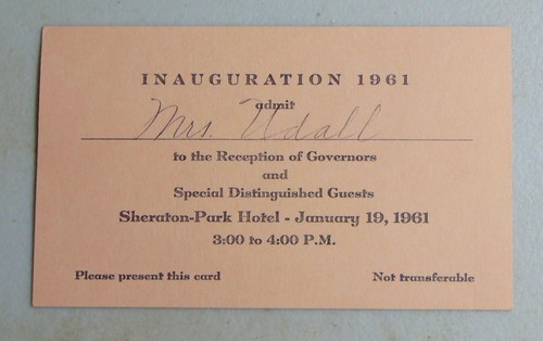 John F. Kennedy JFK 1961 Inaugural reception Udall card paper campaign ...
