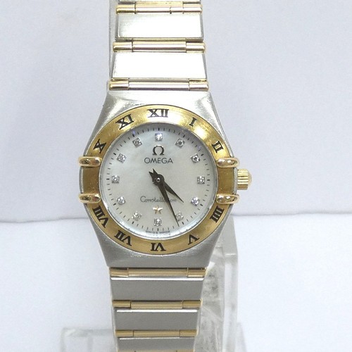 Omega wristwatch Dz788076 12P diamond Constellation mini white shell ...