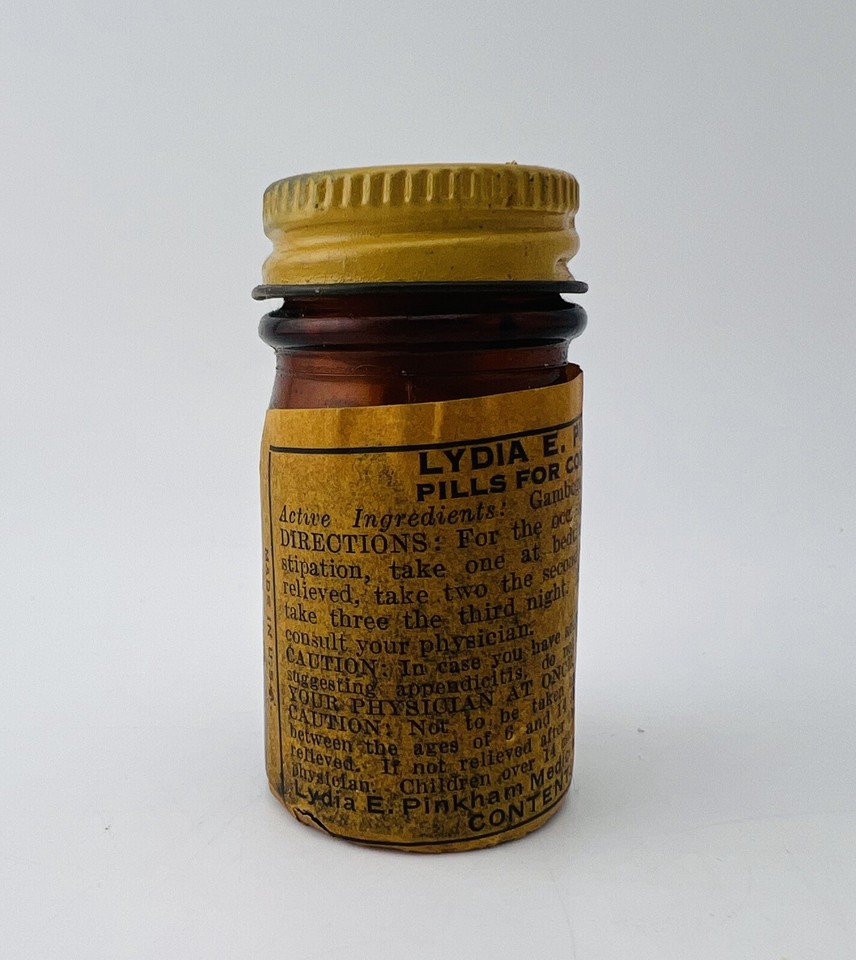 VINTAGE LYDIA E PINKHAM PILLS FOR CONSTIPATION MEDICINE ORIGINAL BOTTLE ...
