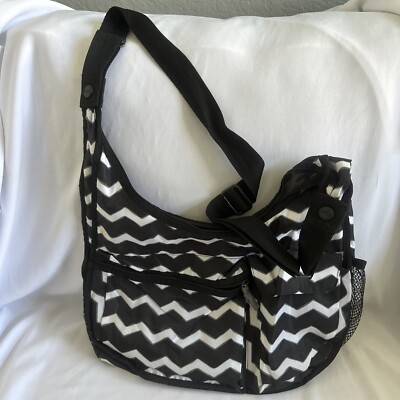 Thirty-One Explorista Black Chevron Tote Gym Bag Adjustable Crossbody ...