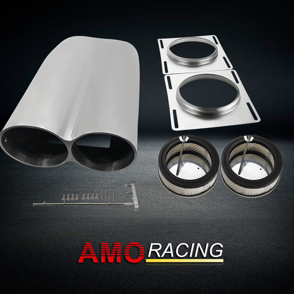 Smooth Shotgun Intake Air Hood Scoop Kit Fits Dual 4 Barrel Carb ...