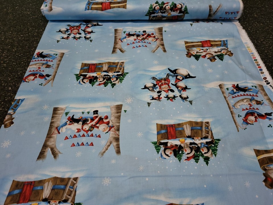 Just Chillin' BTY Emma Leach Quilting Treasures Snowmen Penguins Santa ...