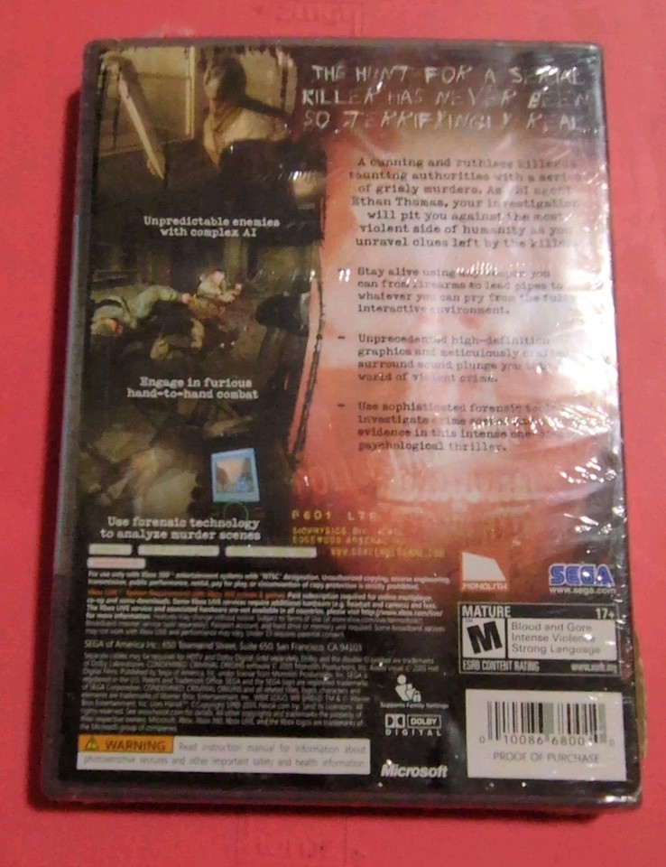 Xbox 360 Platinum Hits Condemned Criminal Origins Game | eBay