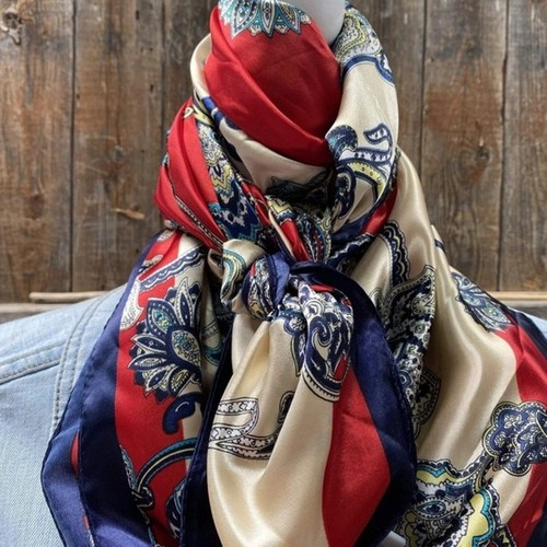 Red Navy Blue Paisley Printed Western Southwestern Wild Rag Scarf ...