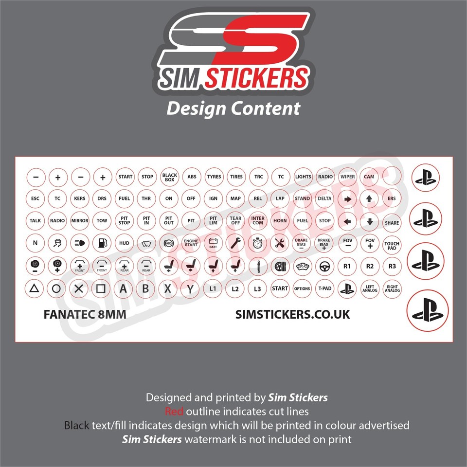BLACK Fanatec 8mm Stickers for Various Simulator Wheel/Button Box | eBay