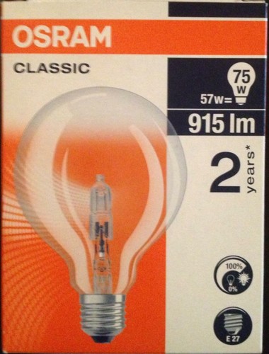 Osram Classic Globe 64544 G95 Halogen 57W (=75W) 915lm 2800K 230V E27 ...