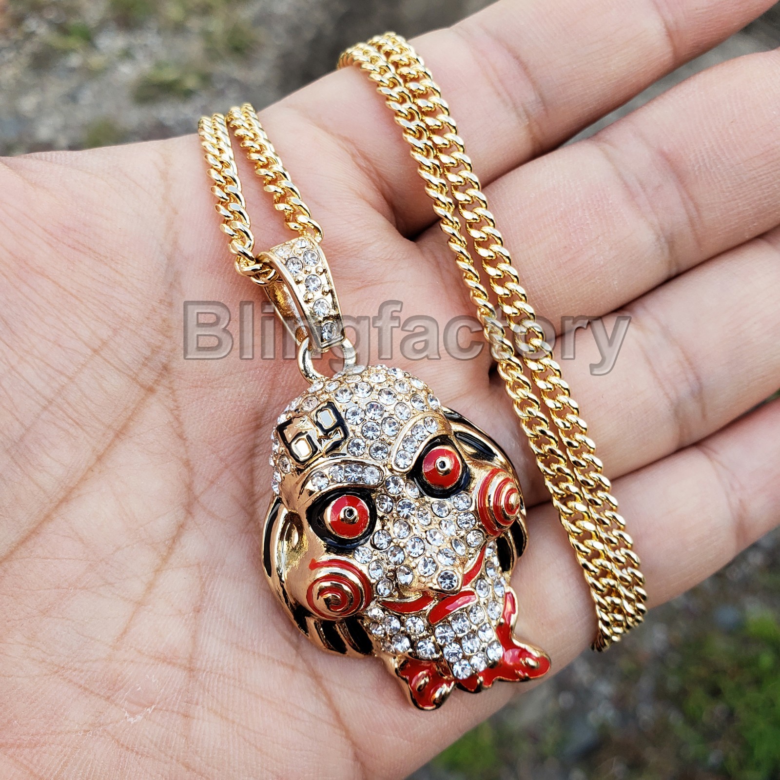 Hip Hop Iced 6ix9ine Saw Inspired Pendant & 18" Cuban Chain Choker ...